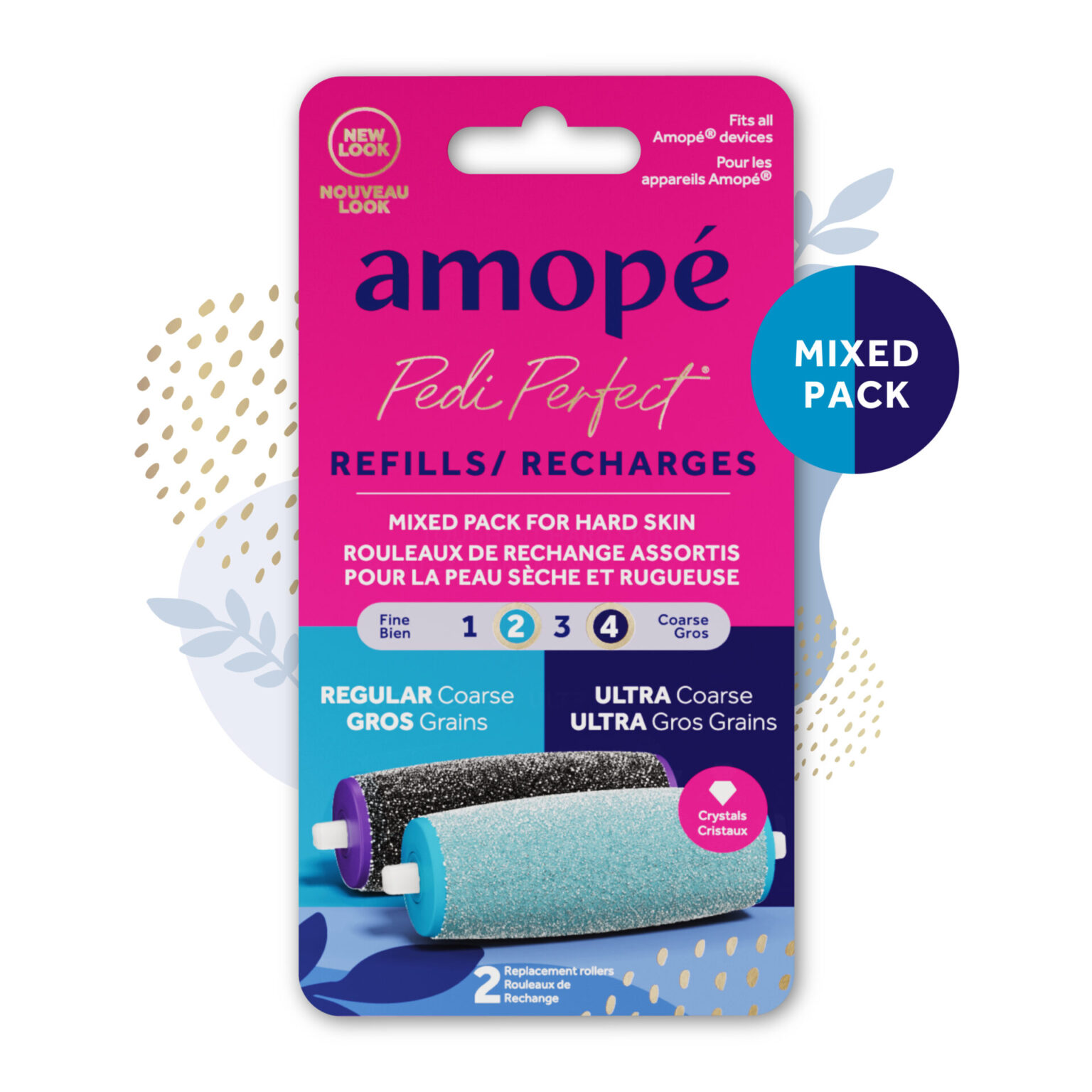 Amopé® Pedi Perfect® Electronic Foot File Refills - Mixed Refills, 2 ct, Ultra Coarse & Regular ...