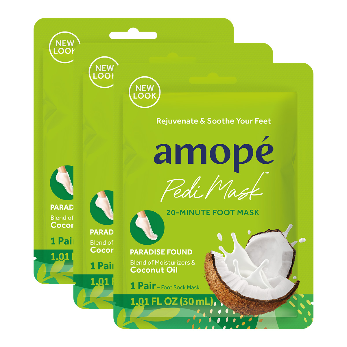 Amopé® PediMask™ 20-Minute Foot Mask - Paradise Found with Coconut ...